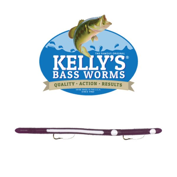 KELLYS TWO HOOK WEEDLESS WORM, Soft Plastic | Jann's Netcraft